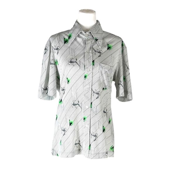 Vintage | Shirts | Vintage Dagger Collar Shirt Button Up Op Art Deer ...